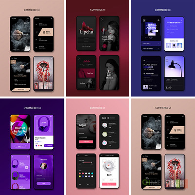 化妆品彩妆音乐美食购物移动手机APP宣传psd海报设计ui素材922710