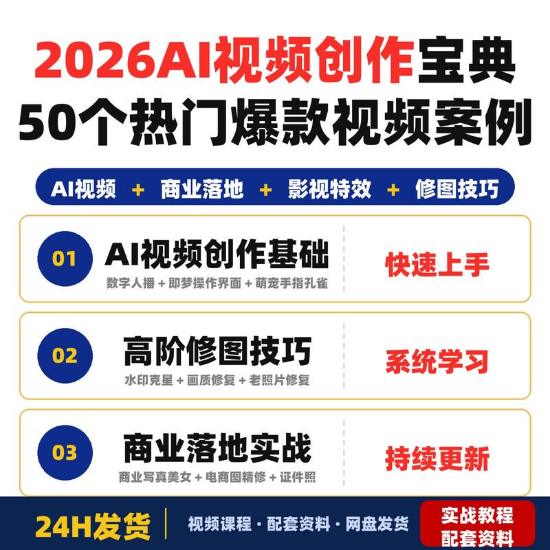 2026AI视频创作高阶宝典50个热门爆款视频案例商业落地实战教程