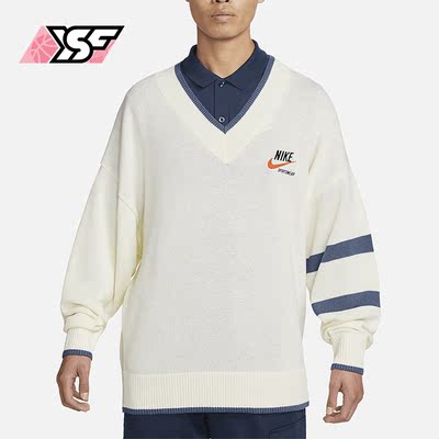 Nike/耐克正品2023春季男子V领休闲运动套头衫卫衣DX0009-133