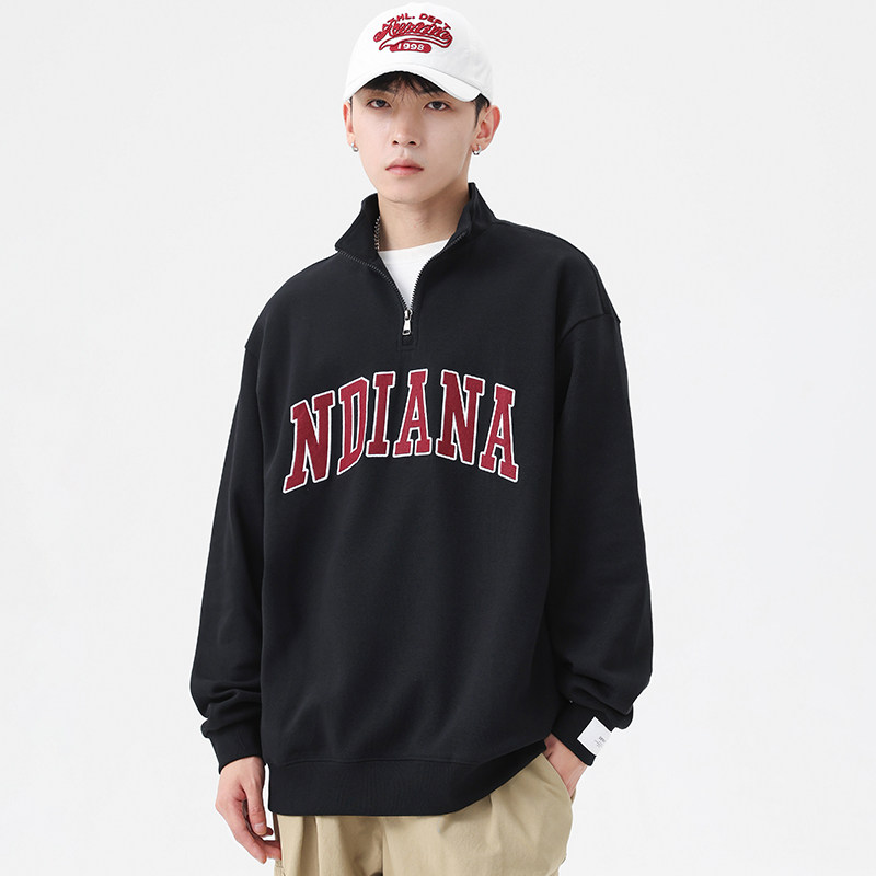 GTRG秋季新款立领半拉链简约百搭卫衣日系ins潮流重磅320克长袖_虎窝淘