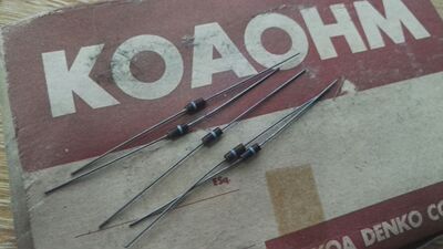 极少见 日本产 OFC 铜脚古董 电阻器 10K 0.25W 1/4W KOA 胶木