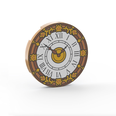 乐高LEGO 珍珠金色67095pb085 3x3 时钟 表盘印刷件