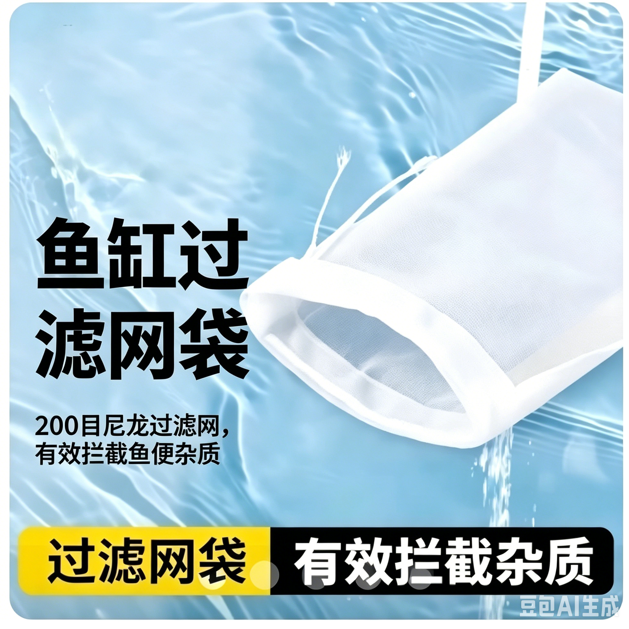 鱼缸尼龙过滤袋100目200目周转箱干湿分离过滤网水族箱净水滤袋