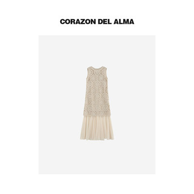 度假风假两件无袖连衣裙