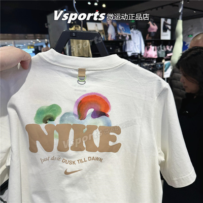 专柜正品耐克t恤女2025夏季运动休闲后背印花宽松纯棉短袖 HF6180