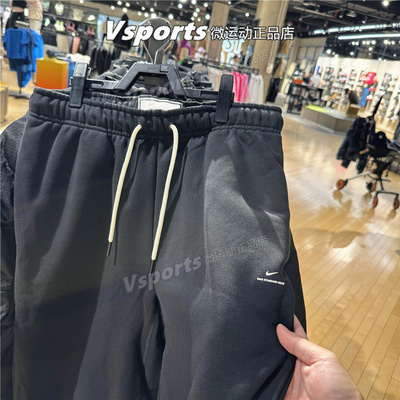 正品耐克运动长裤男2025加绒篮球宽松直筒裤子黑灰IM6334-010-063