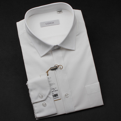 CONCH海螺方领长袖商务免烫衬衫