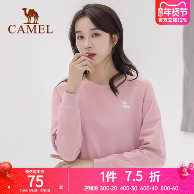 骆驼套头圆领卫衣女新款薄款情侣宽松休闲女装薄款运动服长袖上衣