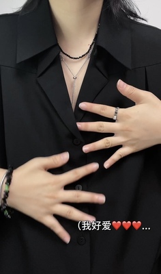 purposeful 饰品黑珠珠抽拉式项链组合A气质小欲