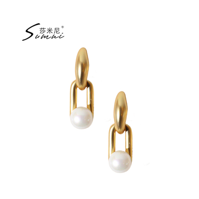 莎米尼18k包金铜合成珍珠女耳坠