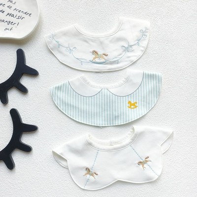 宝宝纯棉防水口水巾围嘴饭兜