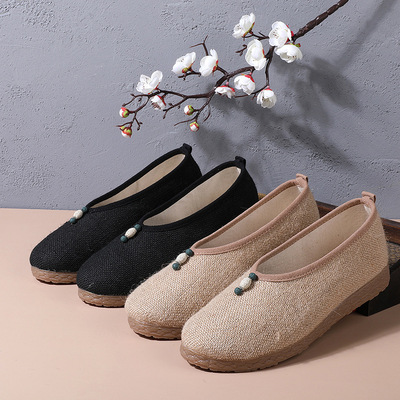 茶服平底绣花鞋老北京布鞋中国风