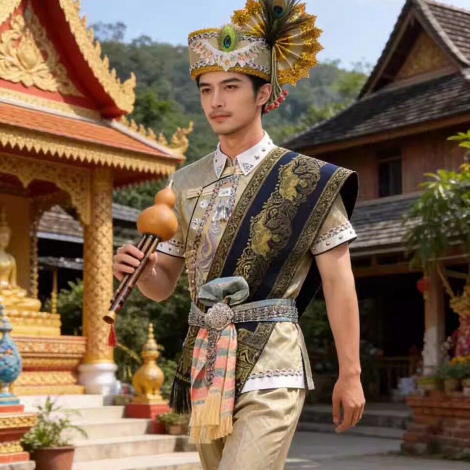 隋金金傣族男士葫芦丝独奏表演服装