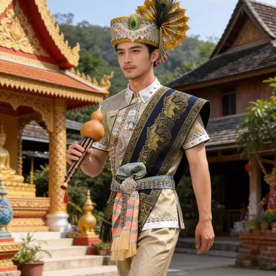 隋金金傣族男士葫芦丝独奏表演服装