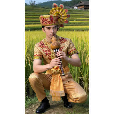 隋金金傣族男士葫芦丝独奏表演服装