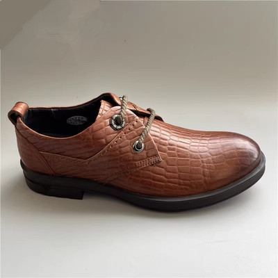 头层牛皮平跟系带休闲低帮男鞋