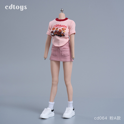 现货cdtoys cd064 1/6女兵人短袖包臀裙套装 适合1/6包胶女素体穿