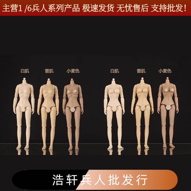 现货 1/12女素体 半包胶关节可动 6英寸高约14厘米可配1/12女头雕