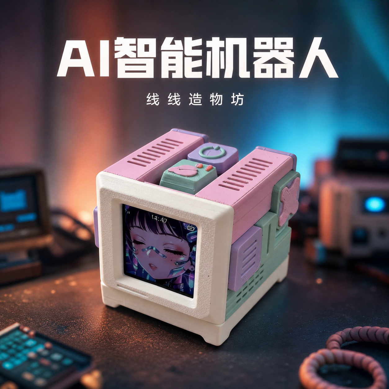 ai桌面智能机器人 情感语音助手礼物 deepseek小智豆包复古小电视