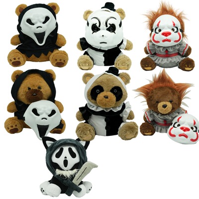 跨境新品Teddy Terrors惊声尖叫鬼脸幽灵猫面具泰迪熊毛绒玩具