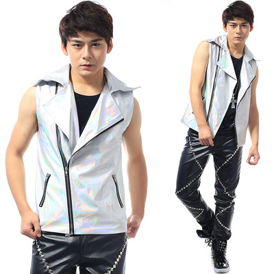 镭射舞台夜店男歌手演出服马甲