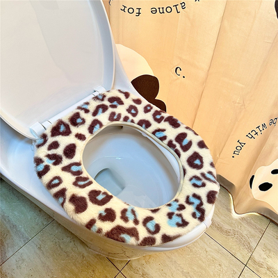 kamacho椭圆形豹纹马桶坐垫
