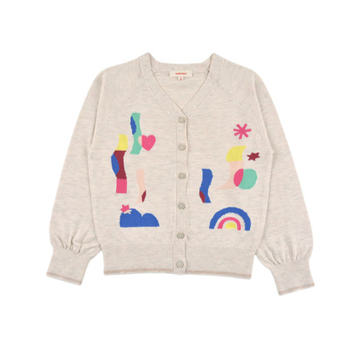 D1886 女童甜美针织衫毛衣舒适百搭中大童儿童V领长袖单排扣开衫