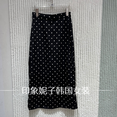 夏季高腰修身波点A字半身裙
