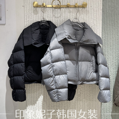 欧洲站2025冬季新款ph23时尚翻领拉链短款羽绒服外套90鹅绒25018