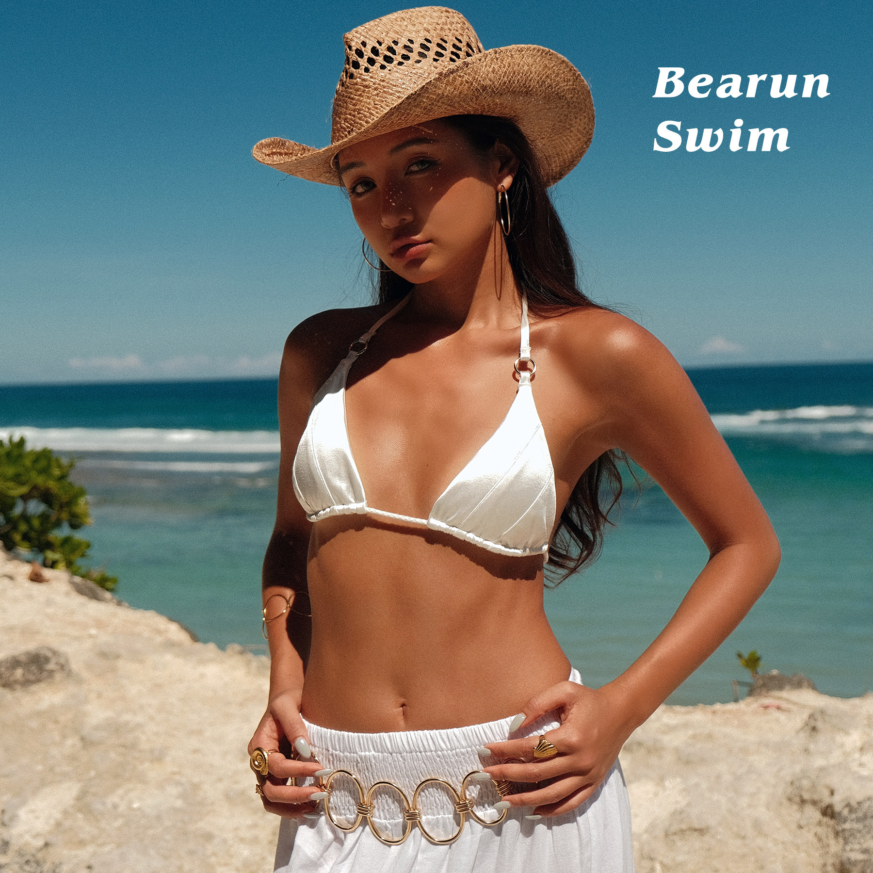 BEARUN SWIM 度假风挂脖比基尼套装2026夏季泳装分体泳衣两件套