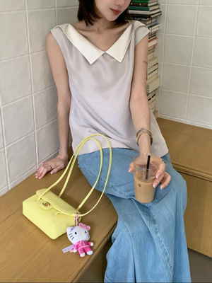6A级双宫绸正反两穿背心无袖上衣V领法式复古女26夏新款气质显瘦