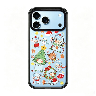 【韩国代购】新款浅蓝圣诞小羊贴纸适用iphone18/17promx手机壳苹果16/15pro防摔外壳苹果14/13磁吸Magsafe12