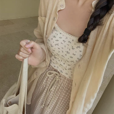 ZNG SHOP女装“芝士莓莓”挚爱小碎花T恤短袖蝴蝶结吊带