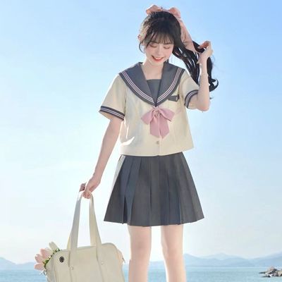胖MM200斤特大码日系JK宽松领结海军领短袖水手服ins半身裙两件套
