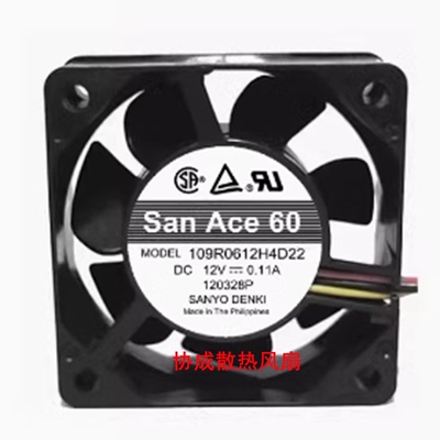 三洋SANYO 109R0612H4D22 12V 0.11A 6025 静音 变频器 散热风扇