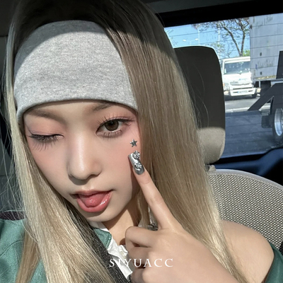 Haerin姜海粼同款灰色发带美式运动健身百搭弹力束发带简约头带女