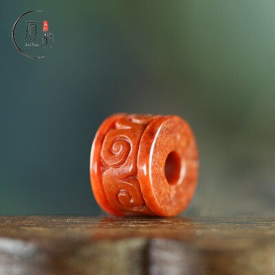 干青红翡翠车轮桶珠15*10mm