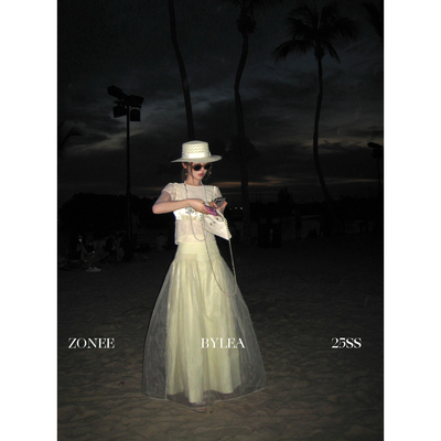 ZONEE/LEA宋亦雯 cloud forest 法式原创设计高腰A字网纱半身裙女