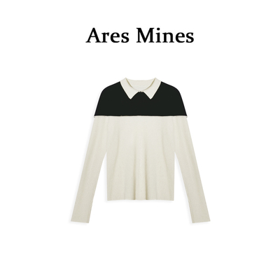 【盛朗熙Ares Mines】黑白协奏 wool黑白假两件斗篷香风针织毛衣