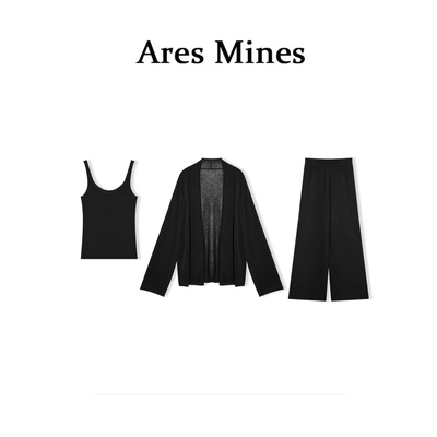 【盛朗熙Ares Mines】懒人公式 防晒罩衫针织背心休闲长裤三件套