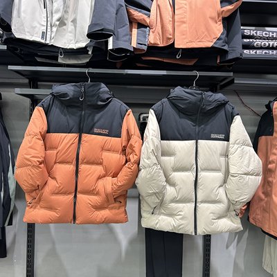 Skechers斯凯奇秋冬男士加厚保暖防泼水宽松短款羽绒外套P425M165