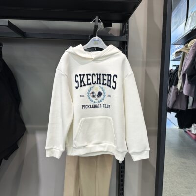 Skechers斯凯奇儿童秋冬纯色百搭亲肤针织连帽套头卫衣L125B033