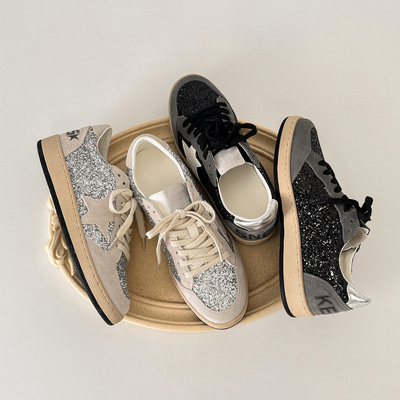 Lismo~小众设计感格利特亮皮深口板鞋女韩版厚底休闲星星脏脏鞋潮