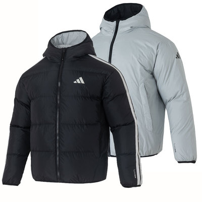 阿迪达斯春季两面穿羽绒服男装26新款保暖外套休闲运动服 KC2490