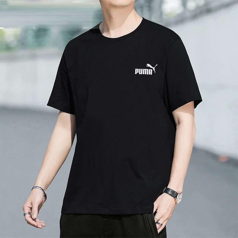 PUMA彪马黑色短袖男2023秋季新款跑步训练运动T恤休闲上衣845925_虎窝淘