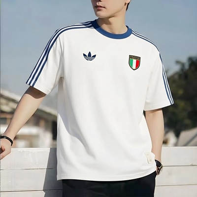 阿迪达斯男子意大利FIGC OG TEE运动服夏季足球休闲短袖T恤KC6611