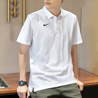 NIKE耐克男装短袖白色POLO衫Dri-FIT透气速干T恤健身训练服IB8831