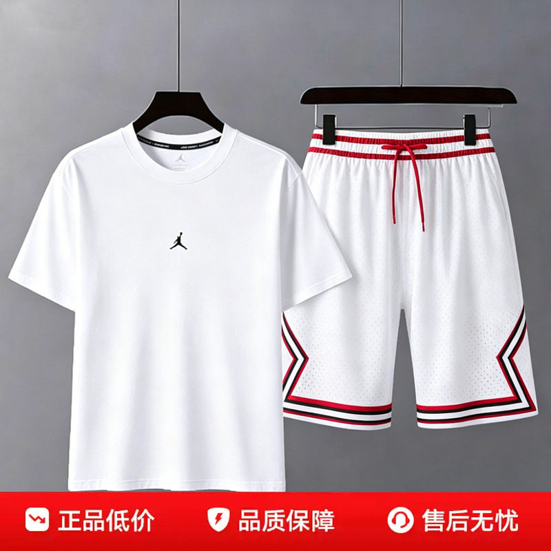耐克男装跑步套装短袖短裤2026夏季新款运动服白色T恤透气速干