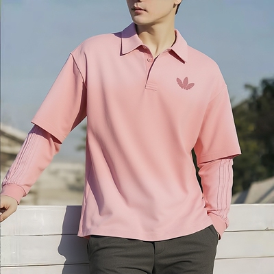 adidas阿迪达斯三叶草男装假两件POLO衫2026新款长袖T恤运动服POL