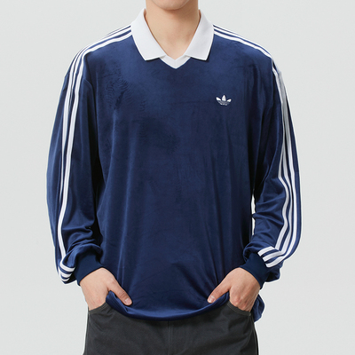 阿迪达斯三叶草男女长袖POLO衫26春新款休闲套头衫运动服KQ5486